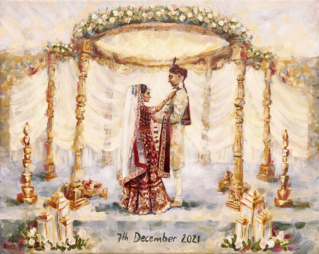 Live wedding ceremony painting - Wedding Illustrator Aaron Jacob Jones